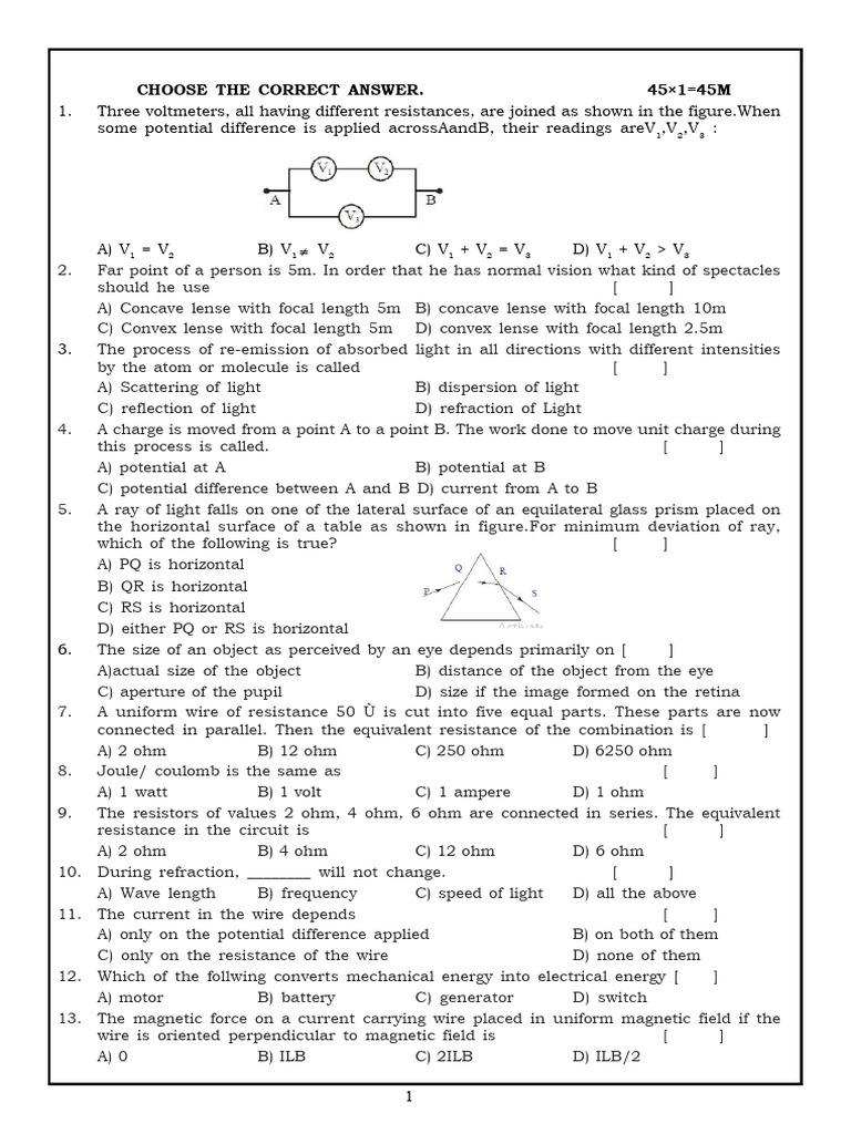 Class X Phy Bit Part | PDF