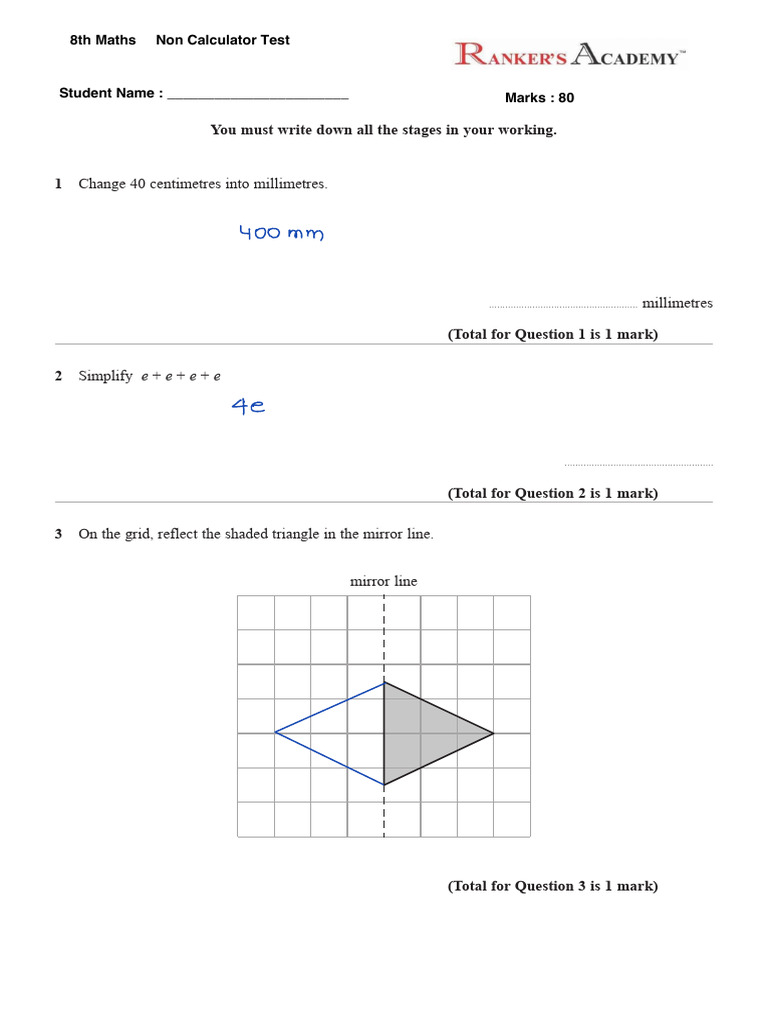 Non Calc Paper (6!12!23) | PDF