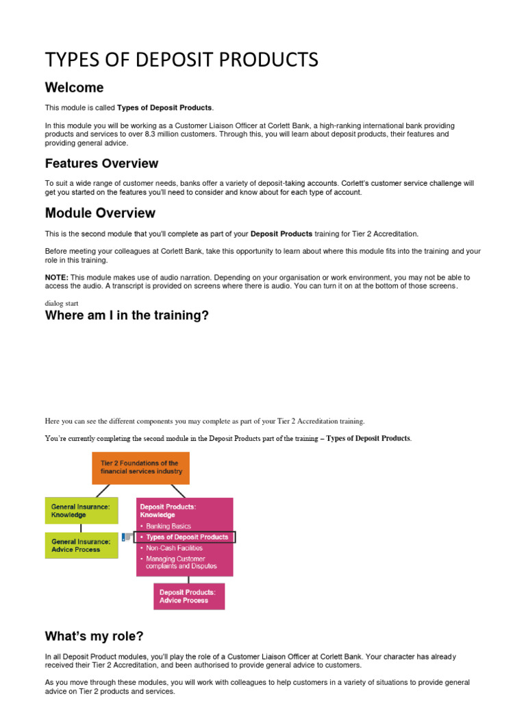 Types of Deposit Products | PDF