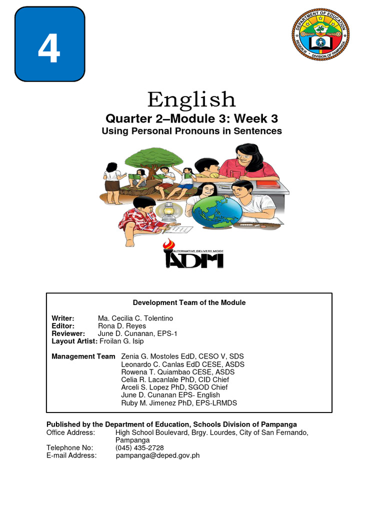 Eng4 Q2 Module3 Week3 Using Personal Pronouns in Sentences | PDF