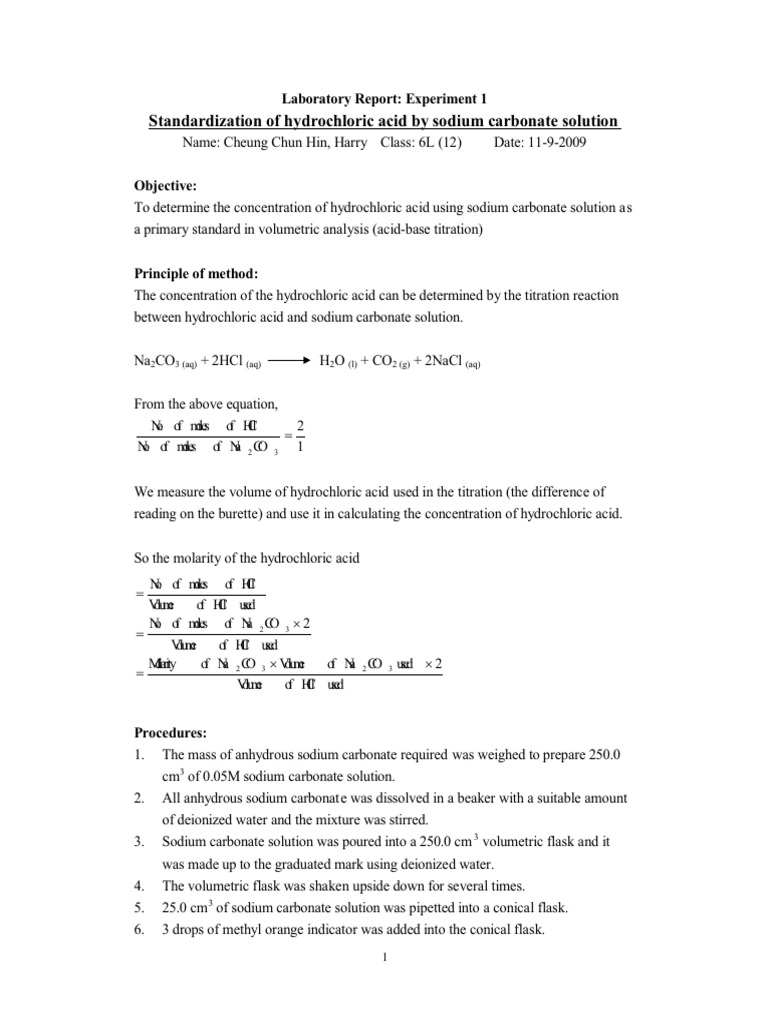 Chem Lab Report 1 | PDF