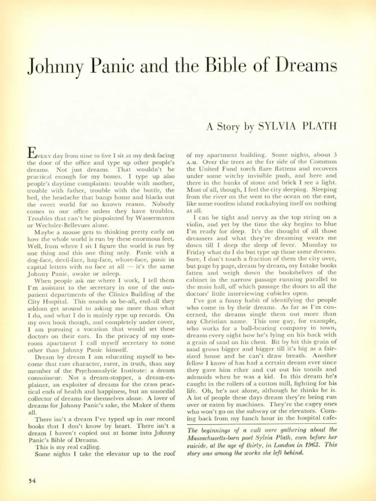 Sept 1968 - Plath - Johnny Panic and the Bible of Dreams | PDF