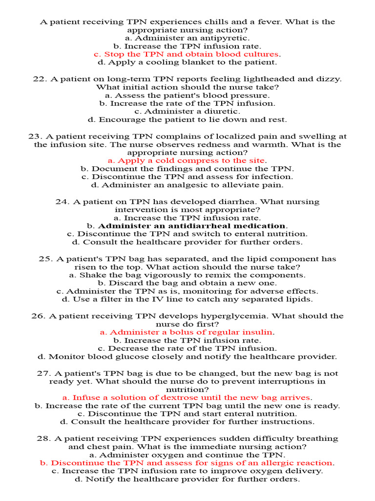 C. Stop The TPN and Obtain Blood Cultures | PDF