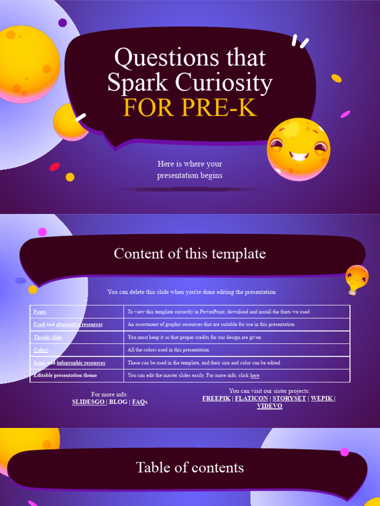 Questions That Spark Curiosity For Pre-K by Slidesgo | PDF | Planets ...