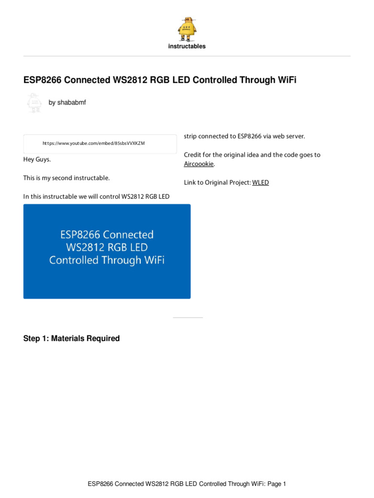 ESP8266 Connected WS2812 RGB LED Controlled Throug | PDF | Computers