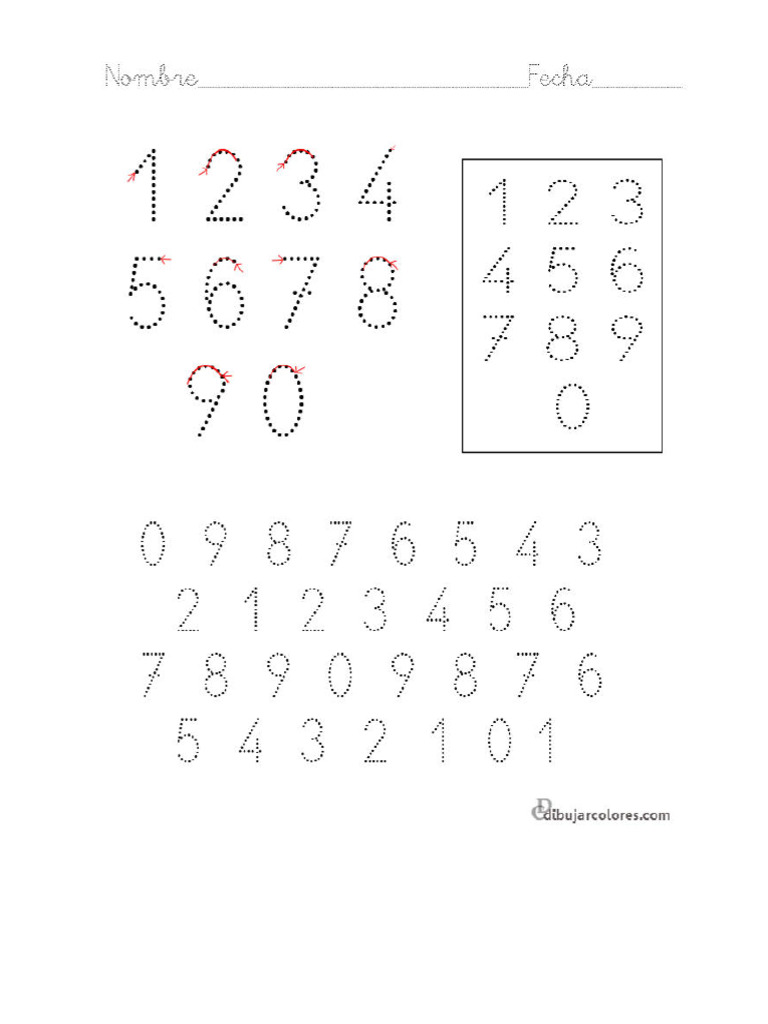 Caligrafia Numeros TODOS Grafomotricidad | PDF