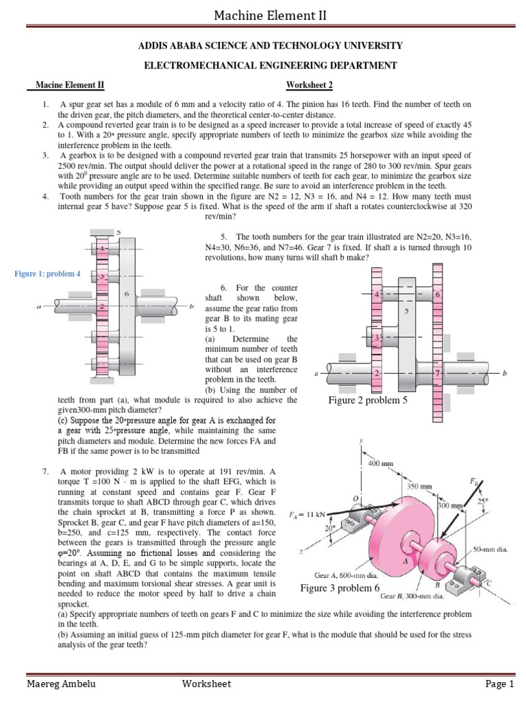 Machine Element II Worksheet 2 | PDF