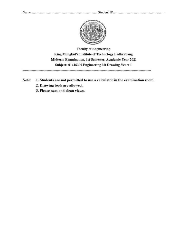 Engineering 3D Drawing - Midterm | PDF