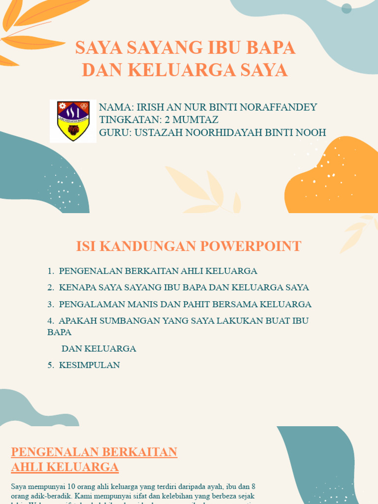 Saya Sayang Ibu Bapa Dan Keluarga Saya | PDF