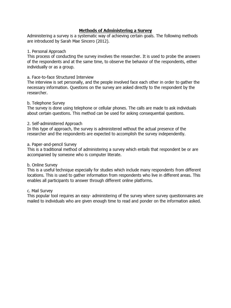 Methods of Administering A Survey ADM No. 2 | PDF