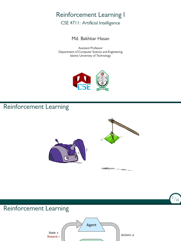 11. Reinforcement Learning I | PDF
