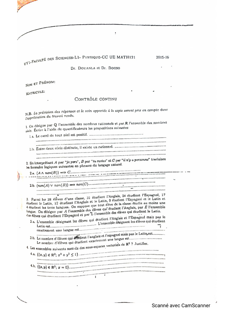 Ancien Sujets Mathématiques L1 | PDF