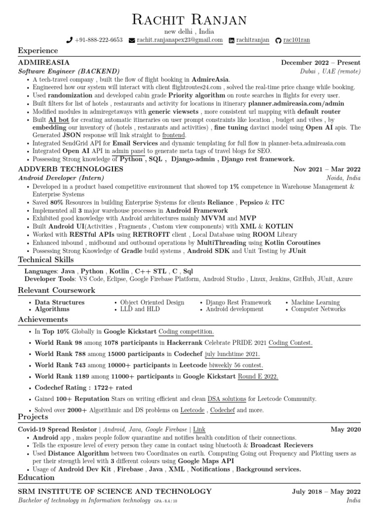rachitresume_ | PDF | Android (Operating System) | Java (Programming Language)