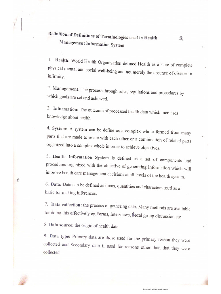 PHS 214. Health Management Info. System | PDF