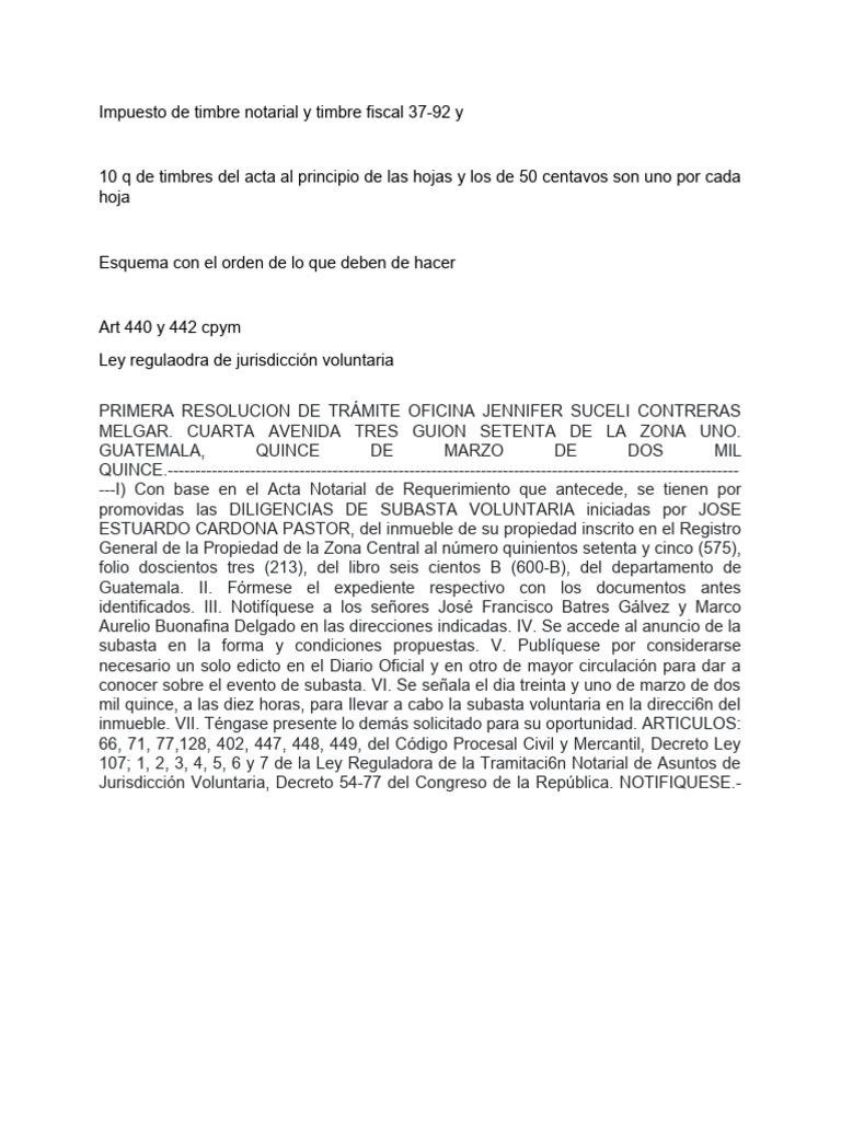 Acta de Subasta Voluntaria | PDF | Ciencias sociales | Derecho