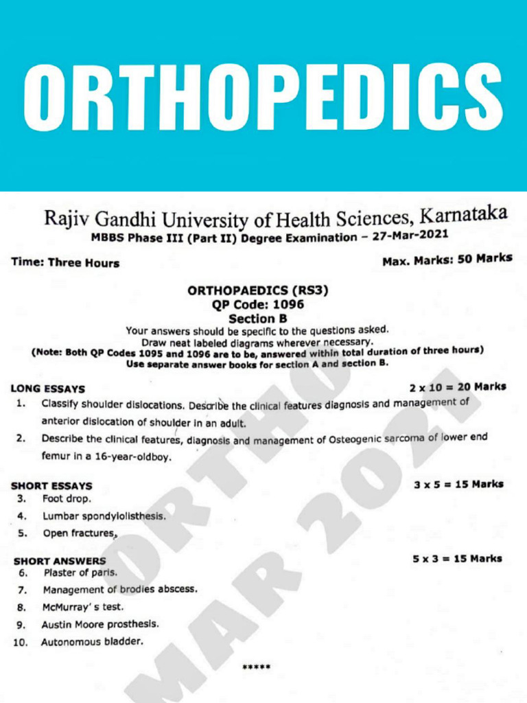Orthopedics | PDF