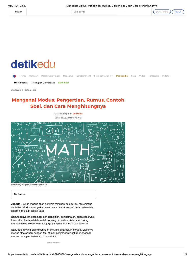 Mengenal Modus - Pengertian, Rumus, Contoh Soal, Dan Cara Menghitungnya ...