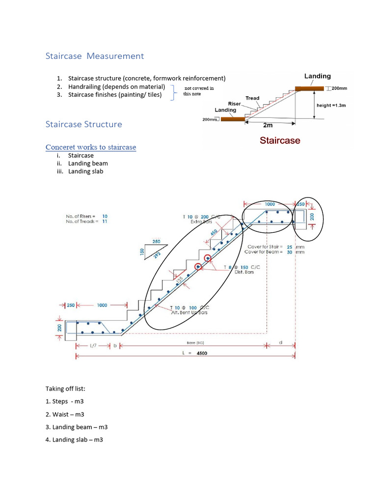 Staircase Measurement and Formwork Guide | PDF | Stairs | Length