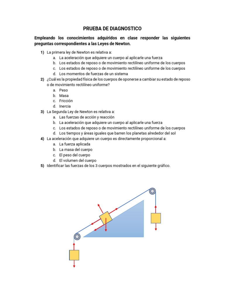 Prueba de Diagnostico Fisica Leyes de Newton y Fuerzas | PDF