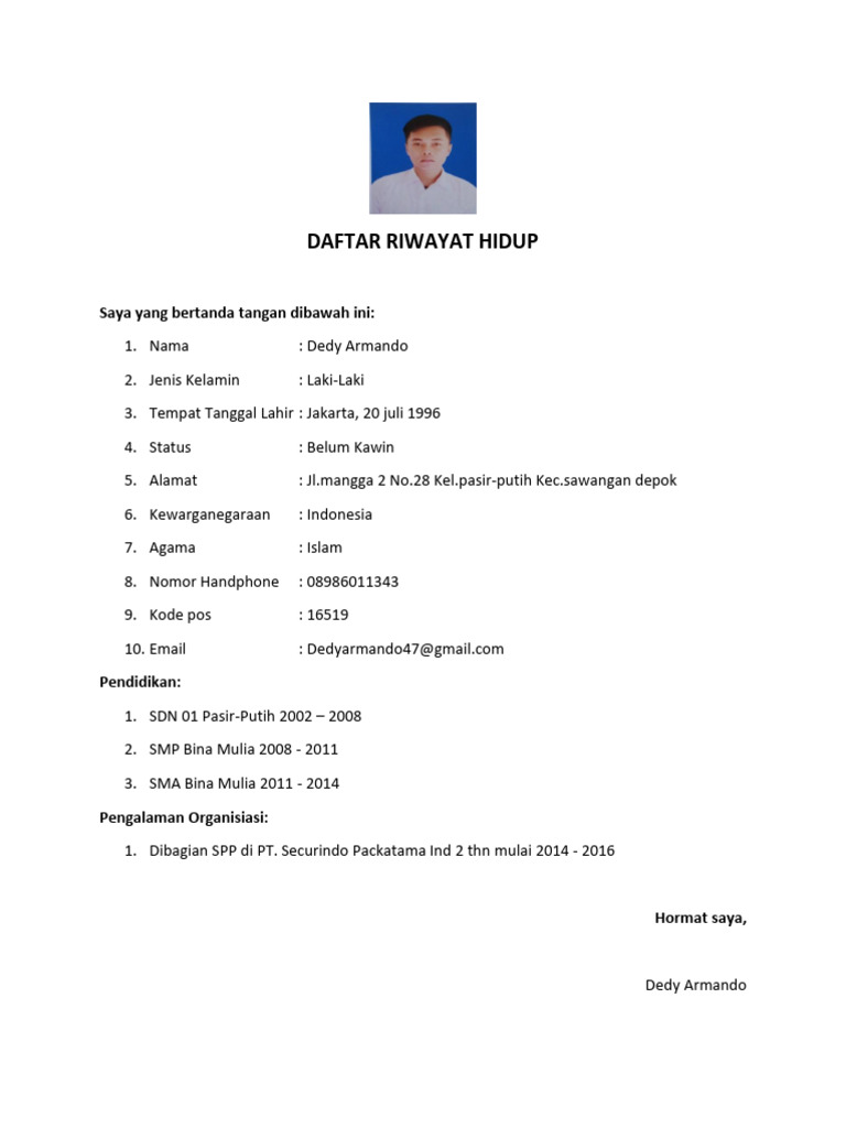 CV - Dedy Armdo | PDF