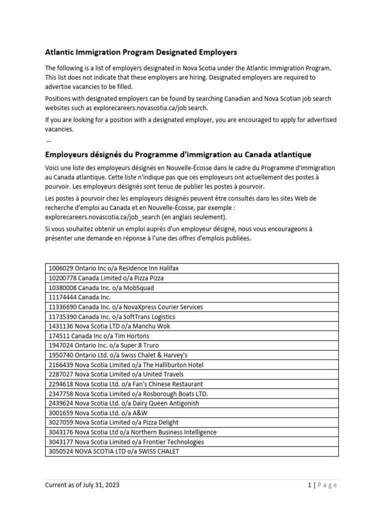 Designated AIP Employers | PDF