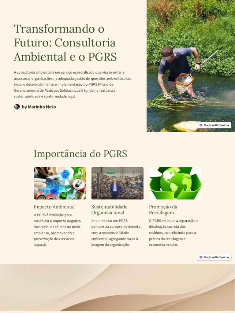 Transformando o Futuro Consultoria Ambiental e o PGRS | PDF