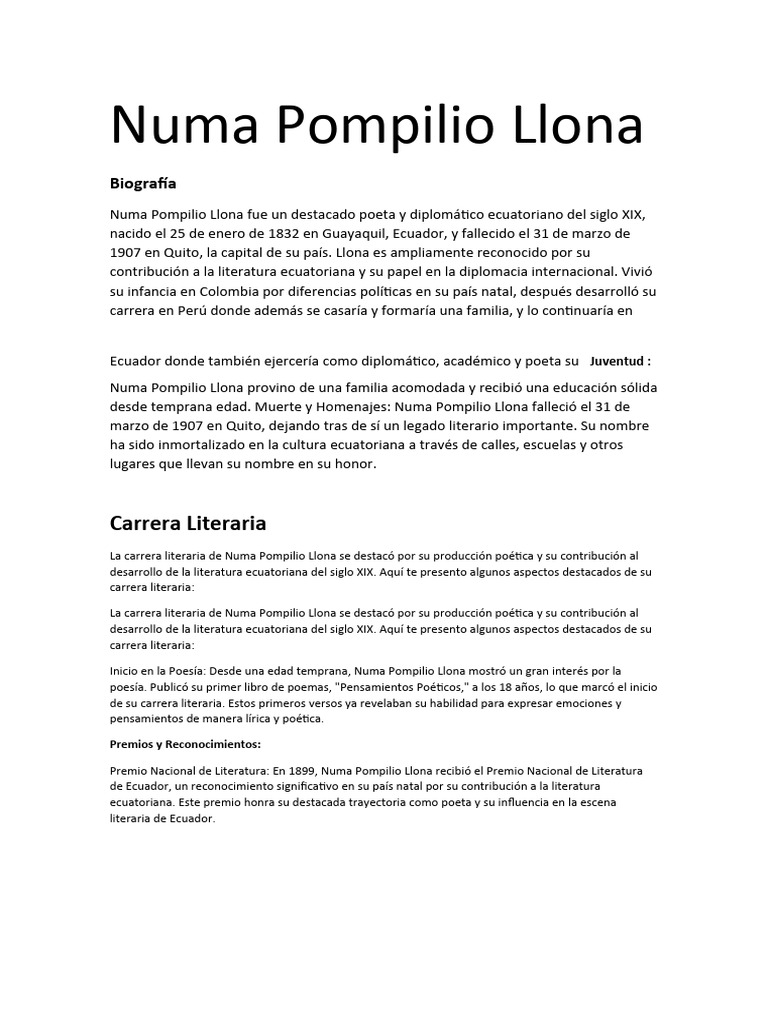 Numa Pompilio Llona | PDF