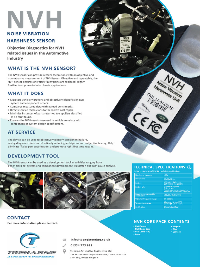 NVH - Spec - TAE NVH Sensor Traherne Automotive Engineering | PDF
