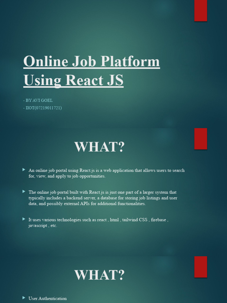 Online Job Platform Using React JS | PDF | Business | Technology ...