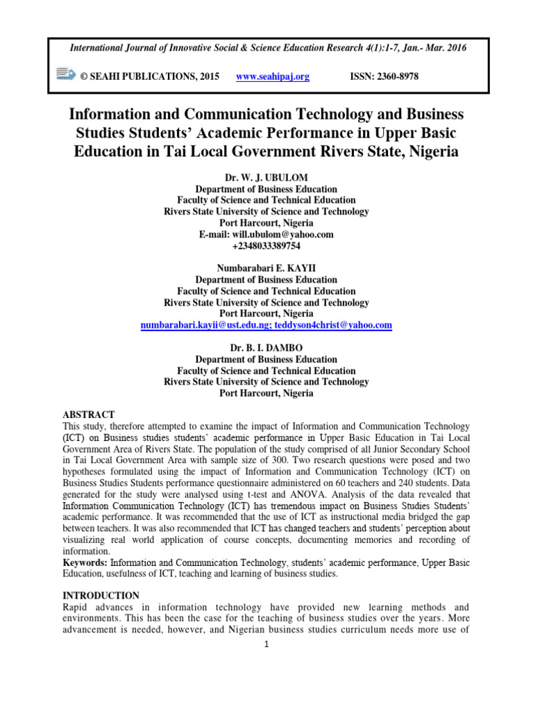 ICT's Impact on Student Performance | PDF