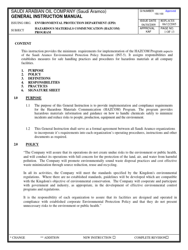 0150 - 100 Hazardous Materials Communication Program (HAZCOM) | PDF