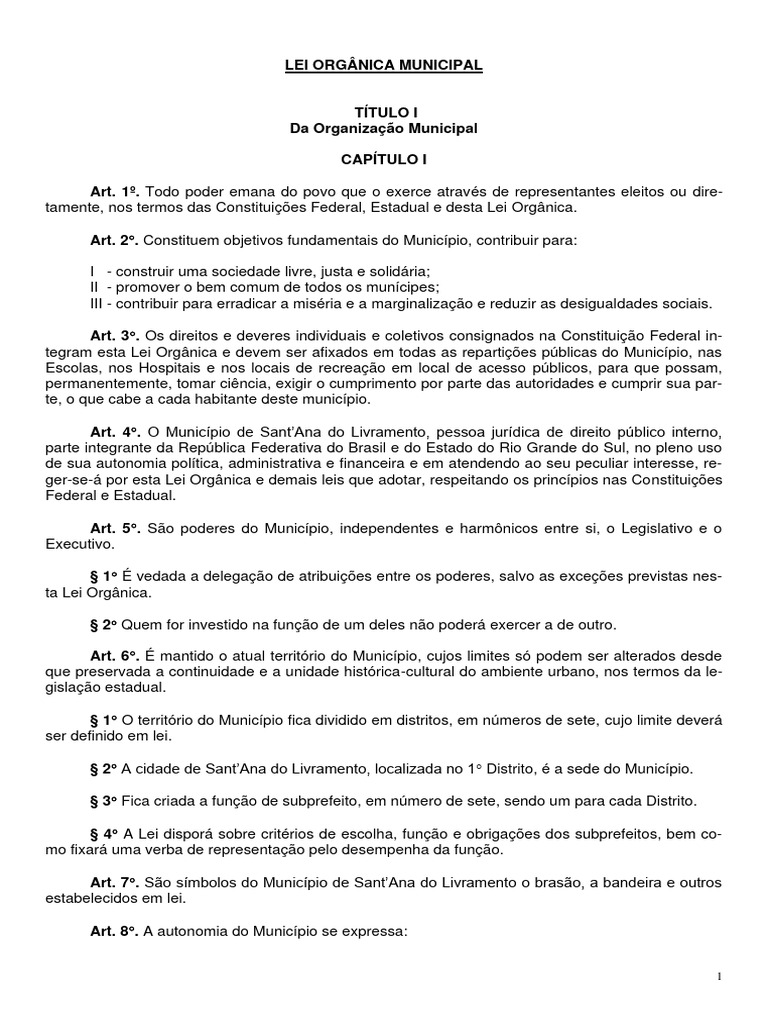Lei Organica Do Municipio - Atualizada Ate A Emenda 47 | PDF Lei Organica Do Municipio - Atualizada Ate A Emenda 47 | PDF