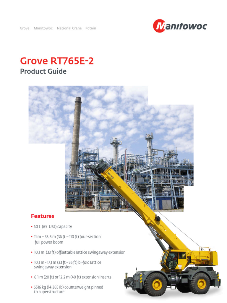 Grove Rt765e 2 Product Guide 1332263255 | PDF | Steering | Crane (Machine)