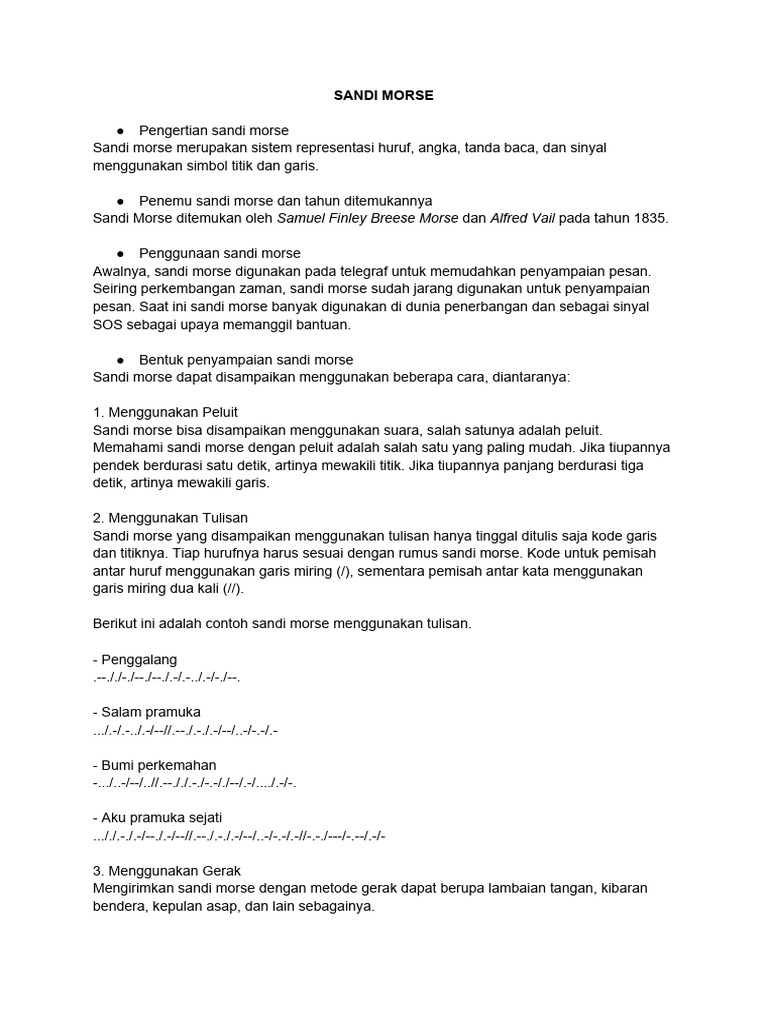 Panduan Sandi Morse untuk Pramuka | PDF | Seni & Disiplin Bahasa