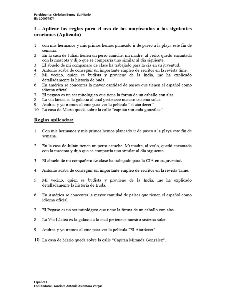 Reglas de escritura en español: Mayúsculas y puntuación | PDF