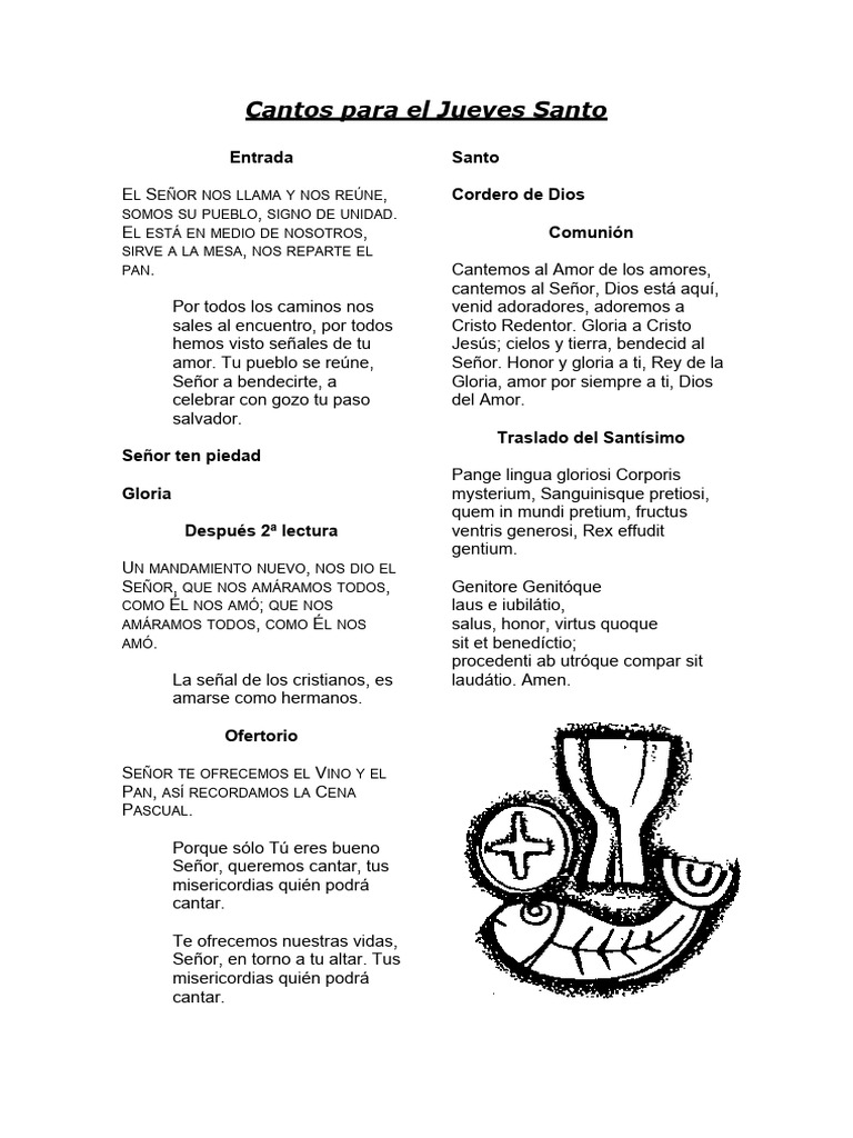 Cantos para El Jueves Santo | PDF | Religión y espiritualidad