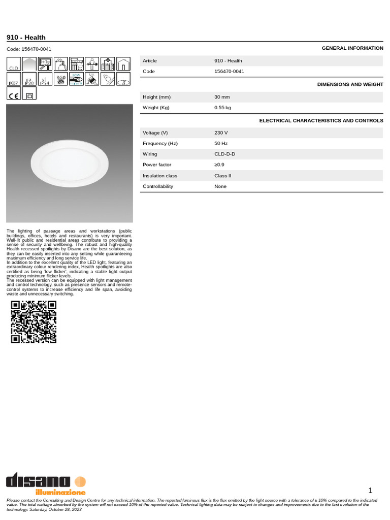 Disano 910 Health Recessed Spotlights | PDF