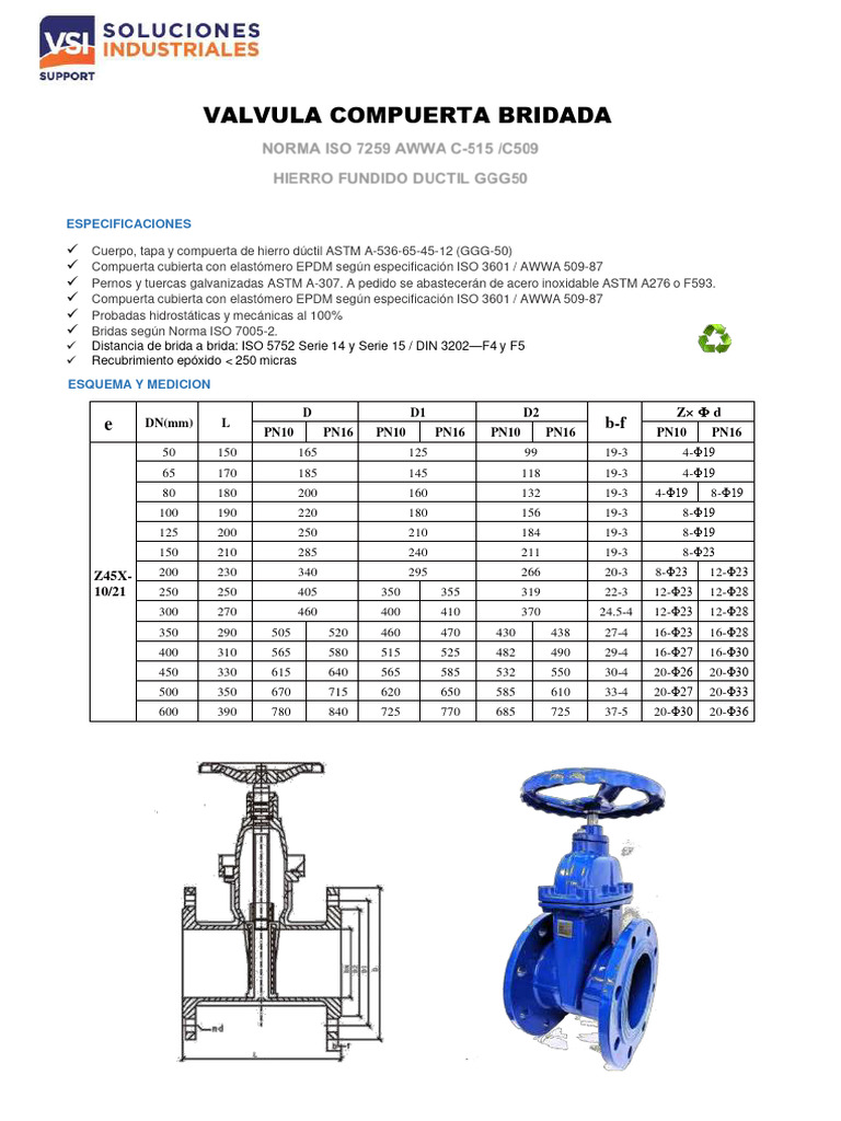 FT Valvula Compuerta Bridada | PDF | Ingeniería mecánica | Materiales de construcción