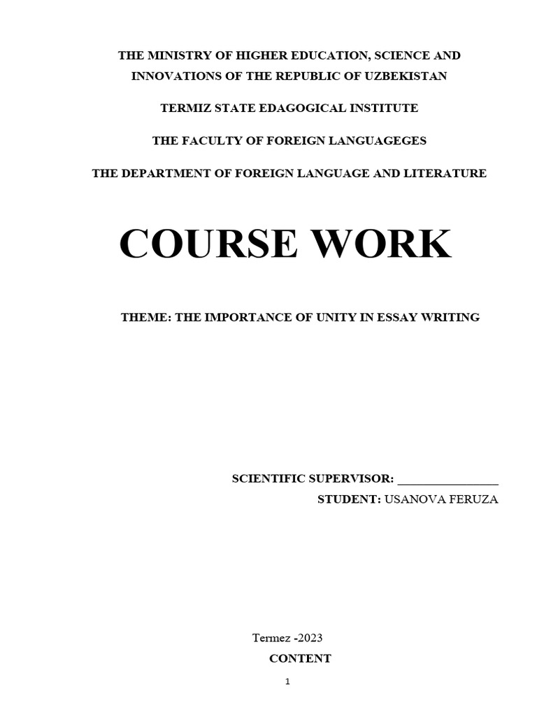 The Importance of Unity in Essay Writing | PDF