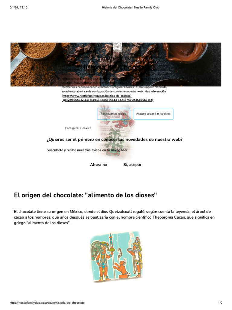 Historia Del Chocolate - Nestlé Family Club | PDF