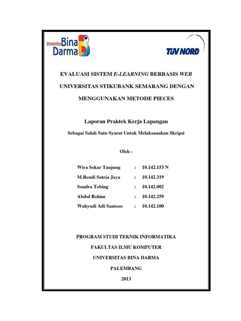 Laporan KKP Evaluasi Sistem E-Learning Berbasis Web | PDF