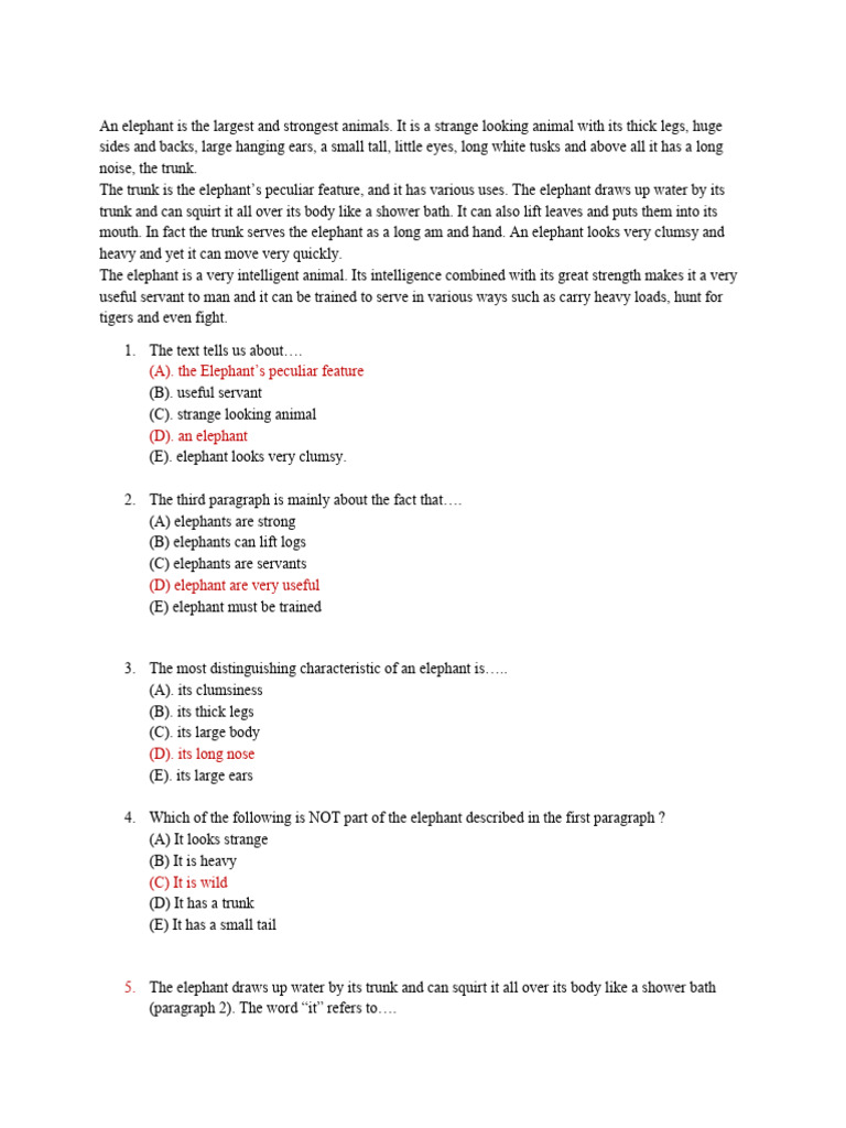 Animal Facts & Comprehension Quiz | PDF | Foreign Language Studies