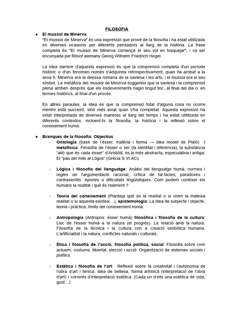 Resum Filo 1 Bach 1 Trim | PDF