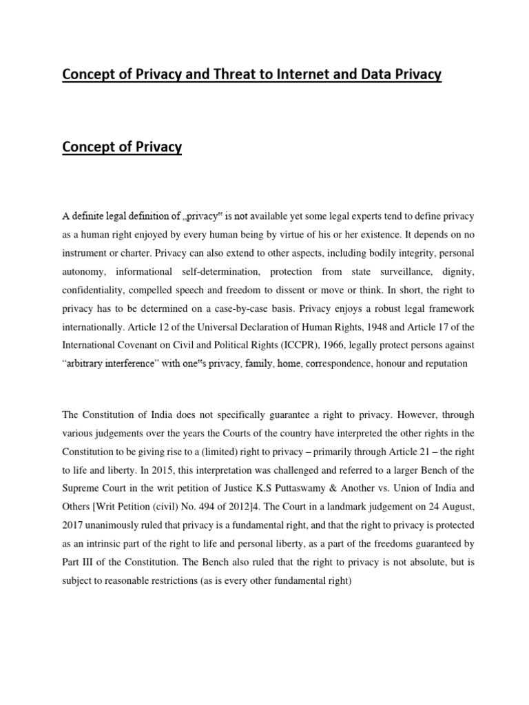 Concept of Privacy and Threat To Internet and Data Privacy | PDF ...