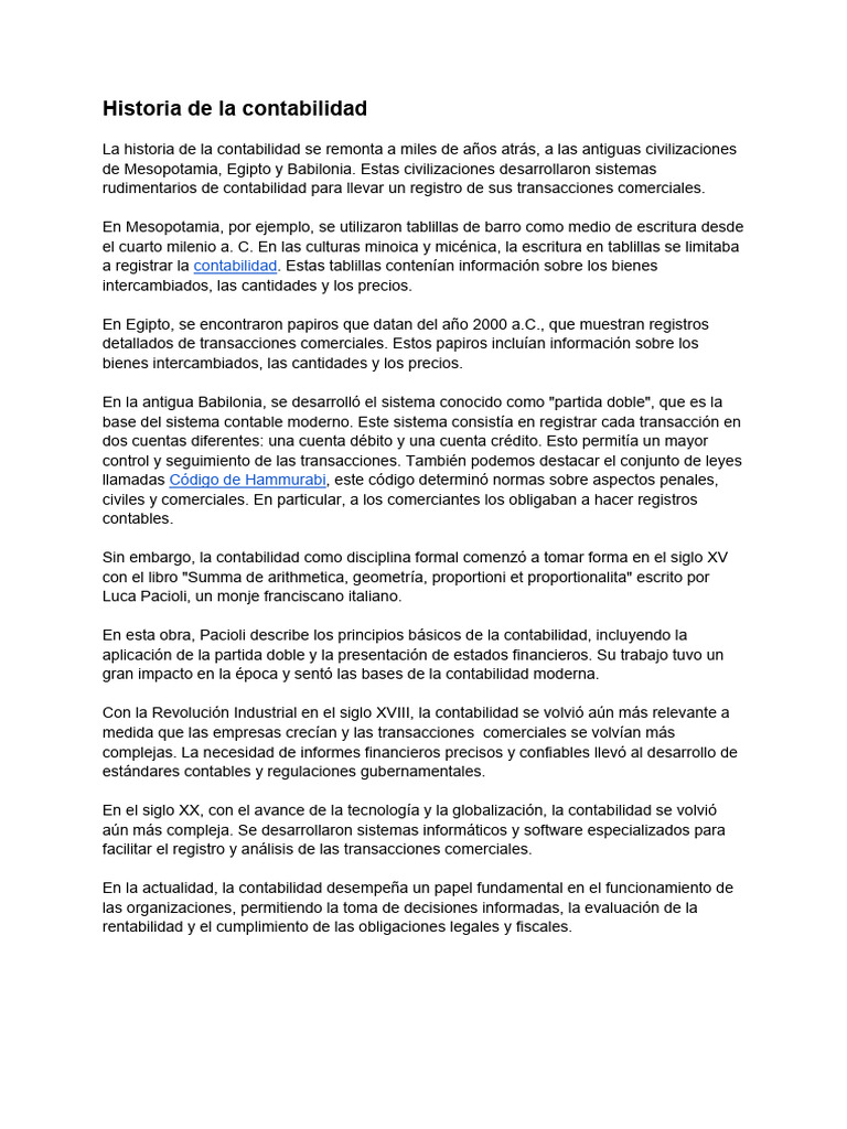 Evolución de la Contabilidad | PDF