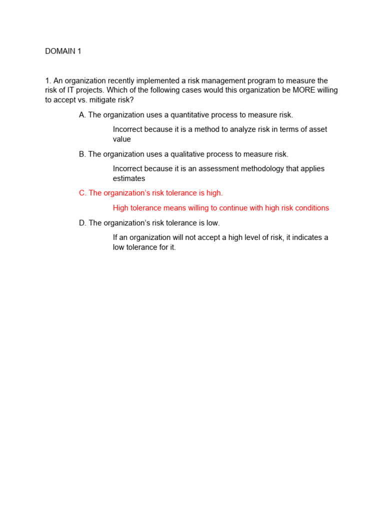 CCISO Practice Questions and Reasoning | PDF