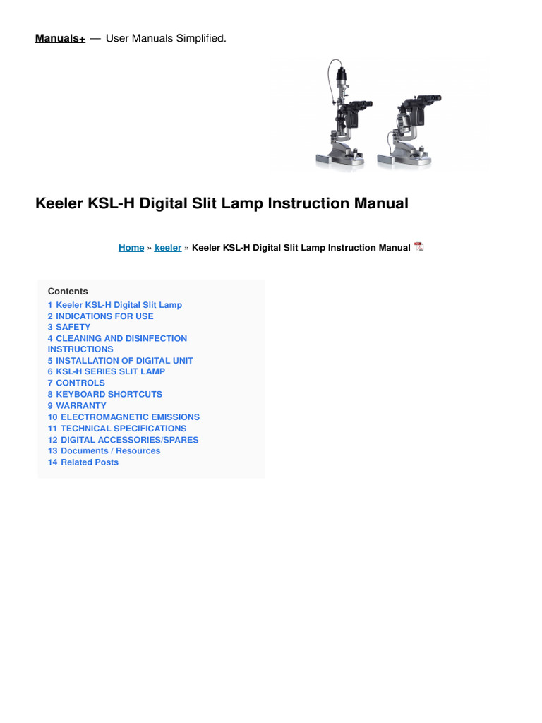 KSL H Digital Slit Lamp Manual | PDF