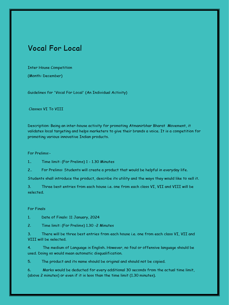 Inter House Competition | PDF