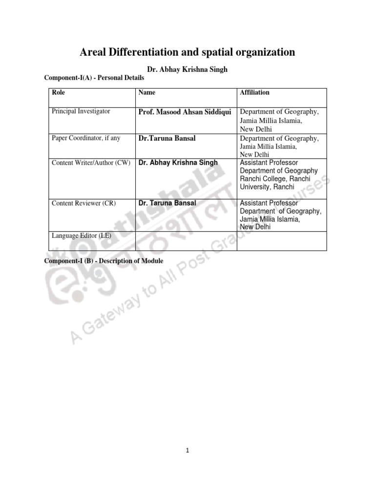 Areal Differentiation | PDF
