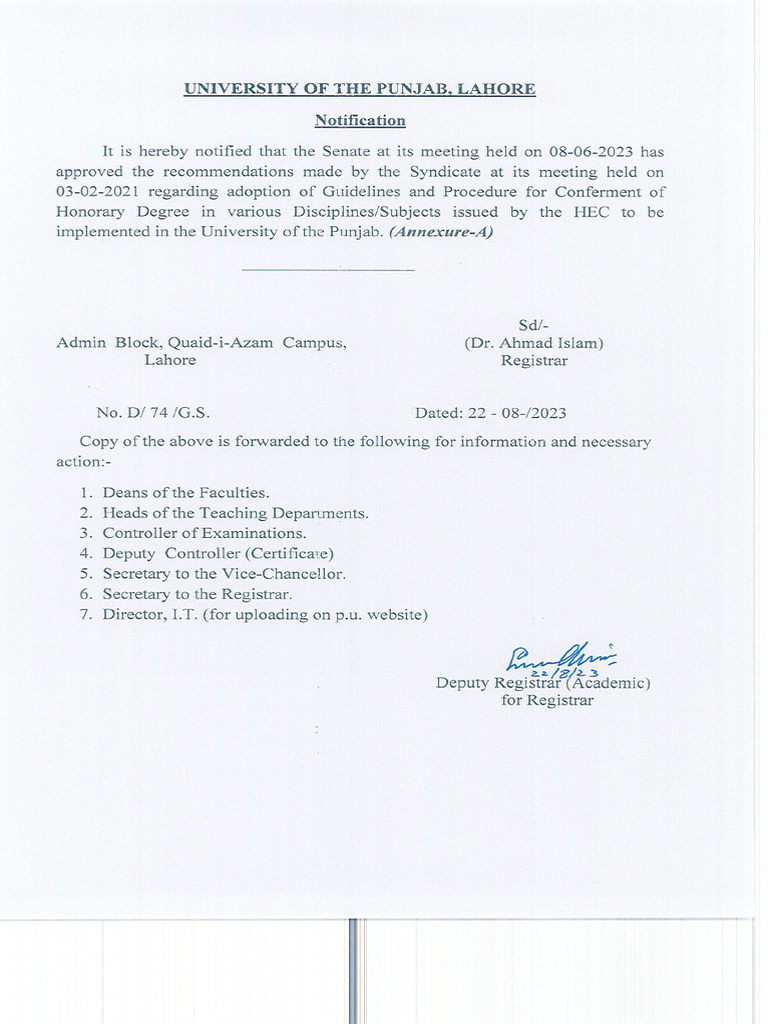 Guidelines and Procedure For Conferment of Honorary Degree | PDF